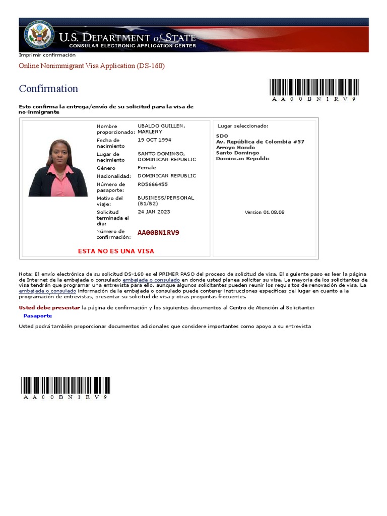 Confirmacion Consular Marleny | PDF | Oficina Federal de ...