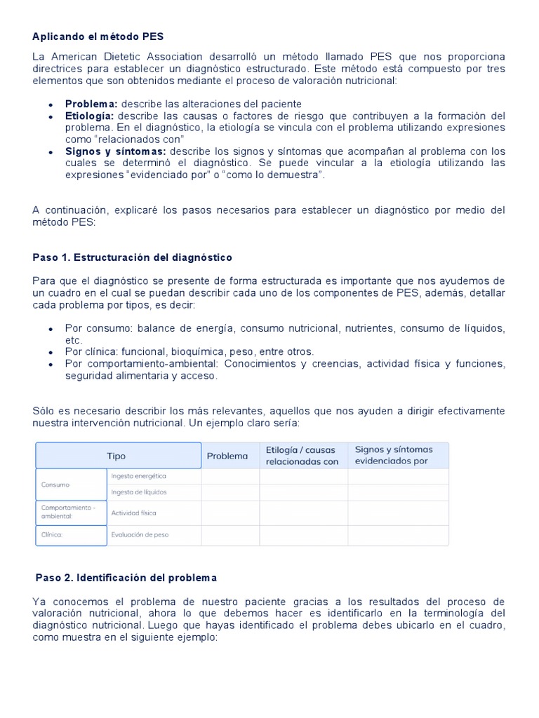 Aplicando El Método PES | PDF | Diagnostico medico | Nutrición