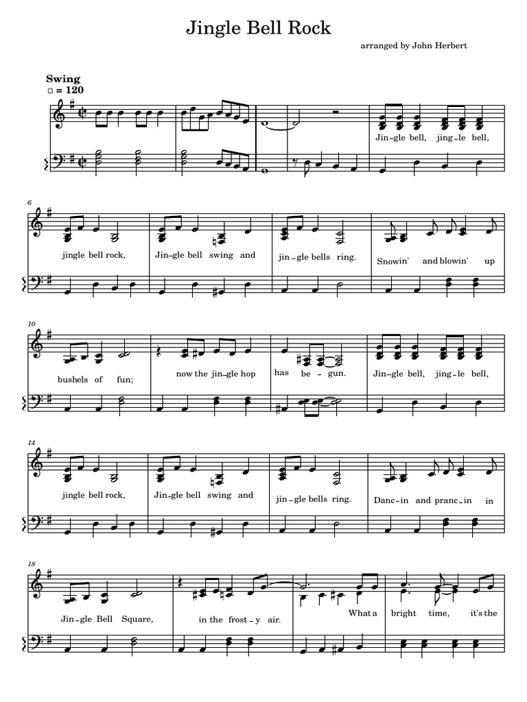 Jingle Bell Rock Somewhat Easy Jazz Piano in G | PDF | Decorative Arts ...