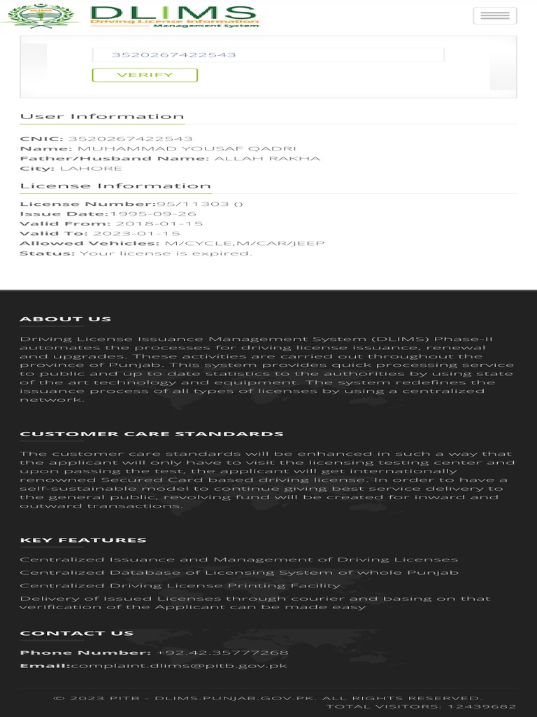 DLIMS - Driving License Information Management Sy | PDF