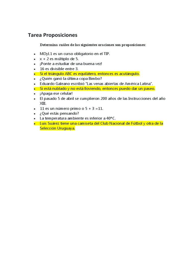 Tarea Proposiciones-TIC1 | PDF