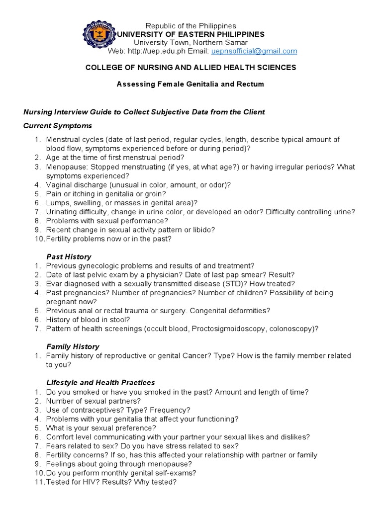 Assessing Female Genitalia And Rectum Pdf Vagina Rectum