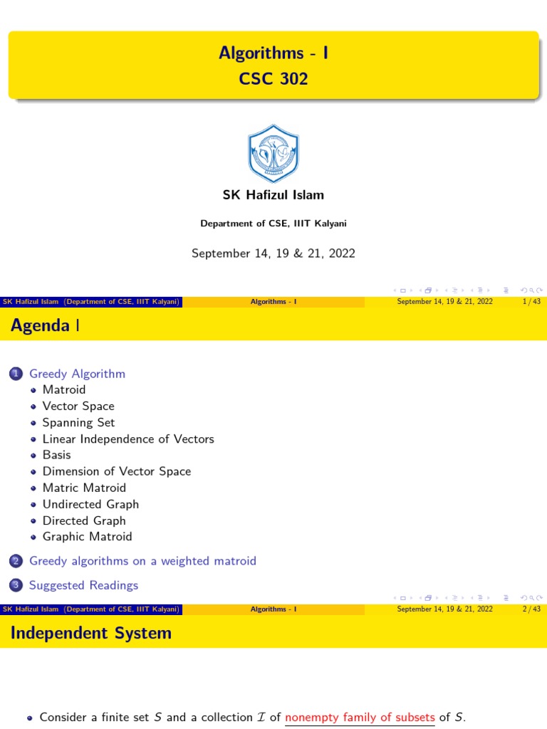 Algorithms-I CSC 302 (July-Dec2022 IIITK) L25-L32 | PDF | Vertex (Graph ... Algorithms-I CSC 302 (July-Dec2022 IIITK) L25-L32 | PDF | Vertex (Graph ...