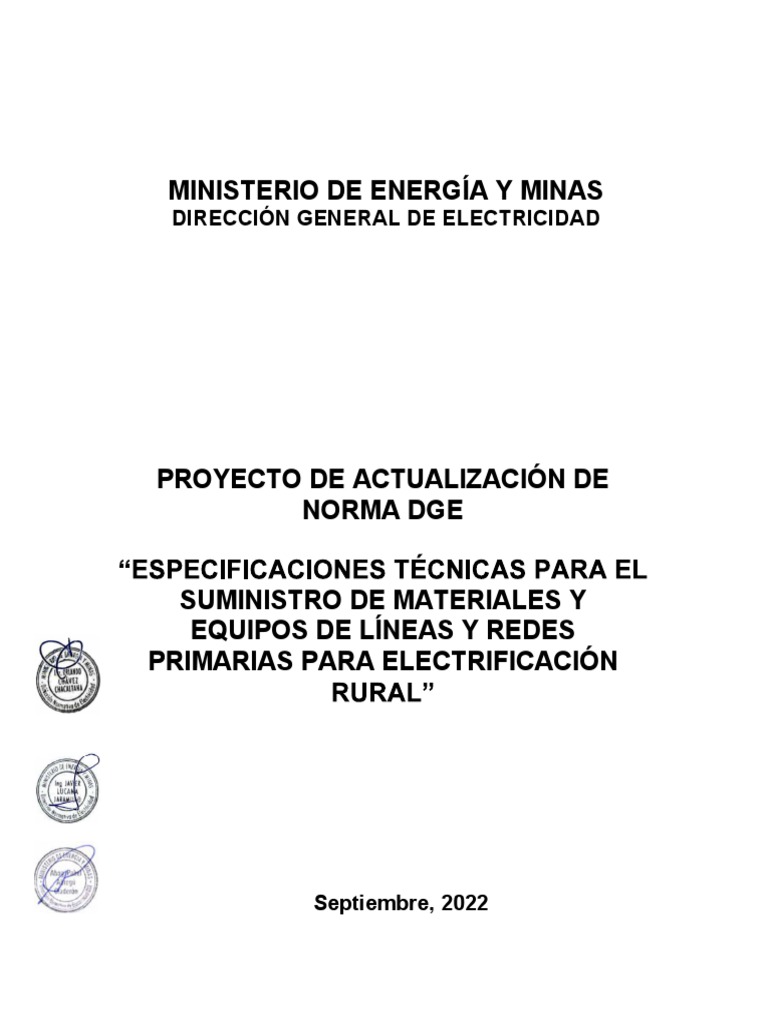Proyecto de Actualización de Norma Dge PDF | PDF | Aislador (Electricidad) | Calibración