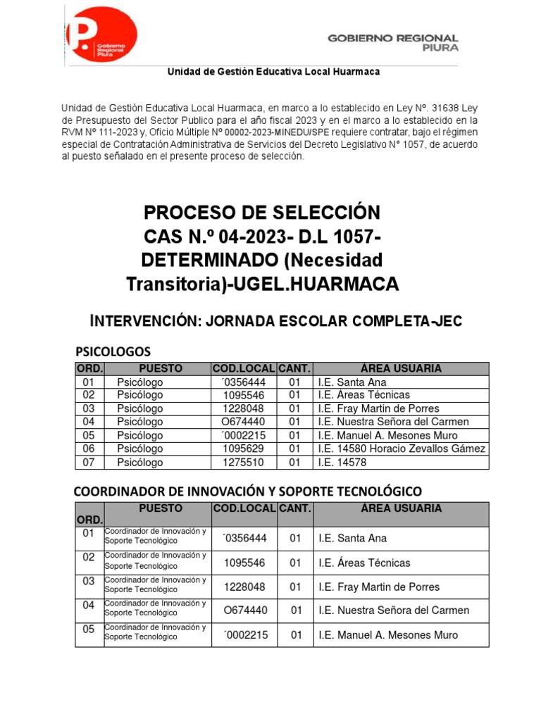 Convocatoria Cas Jec 2023 | PDF | Evaluación