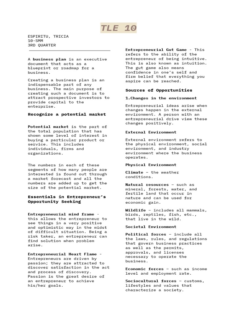 Tle Reviewer 3RD Quarter | PDF | Entrepreneurship | Economies