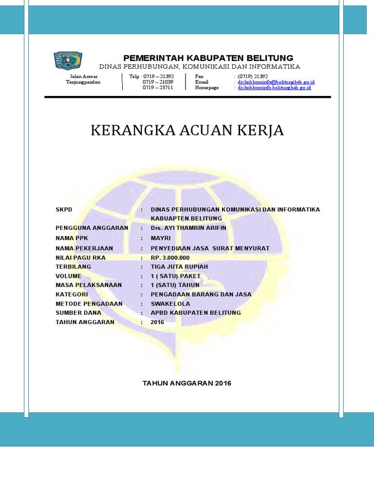 Format KAK Penyediaan Jasa Surat Menyurat | PDF