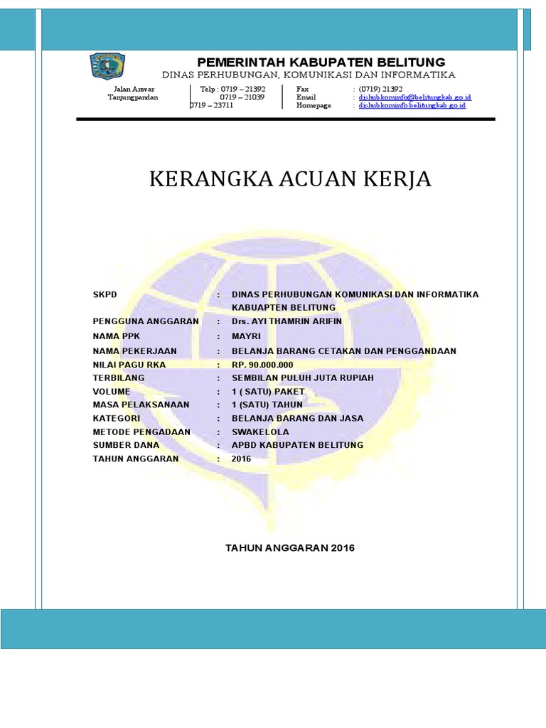 Format KAK Belanja Barang Cetakan Dan Penggandaan | PDF