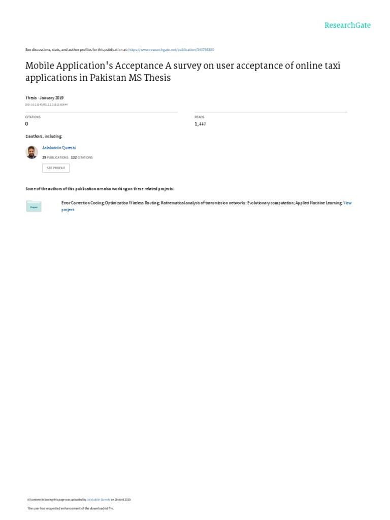 Mobile Application's Acceptance A Survey On User Acceptance of Online Taxi Applications in ...