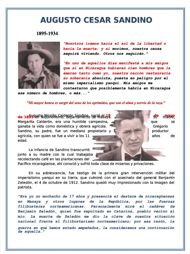 Augusto César Sandino, líder nicaragüense contra la intervención ...