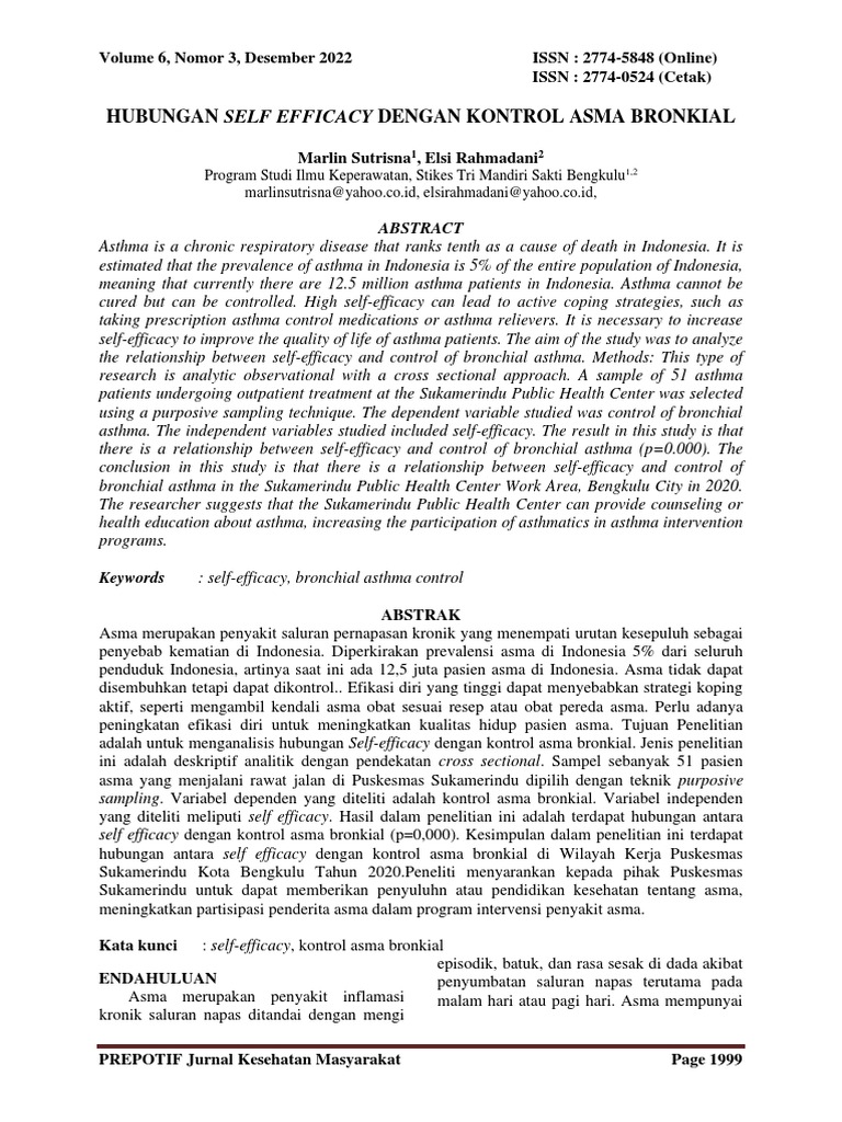 6766-Article Text-32862-1-10-20221231 | PDF | Asthma | Self Efficacy