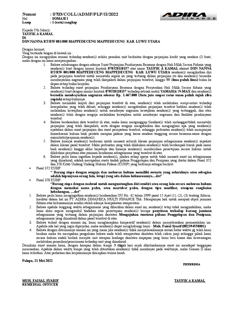 SOMASI An. MUNIT SETYOWATI | PDF | Hukum