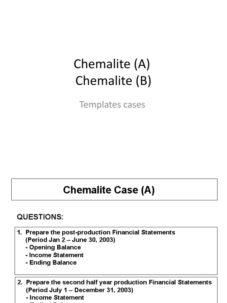 Chemalite - A - en - B | PDF | Expense | Income Statement