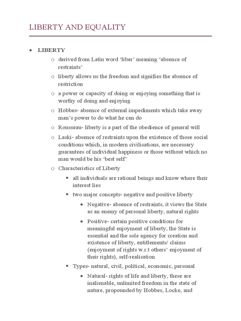 Liberty and Equality | PDF | Sovereignty | Liberty