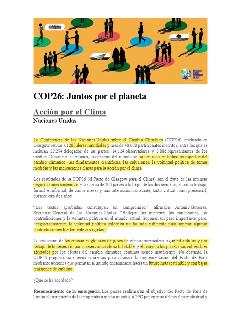 Resultados de la COP26 sobre Clima | PDF | Cambio climático | Gases de efecto invernadero