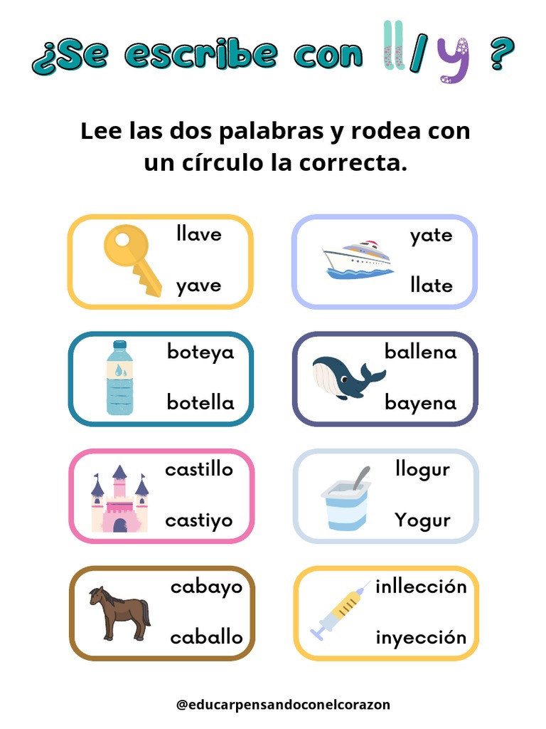 Ortografía: Palabras con "ll" y "y" | PDF