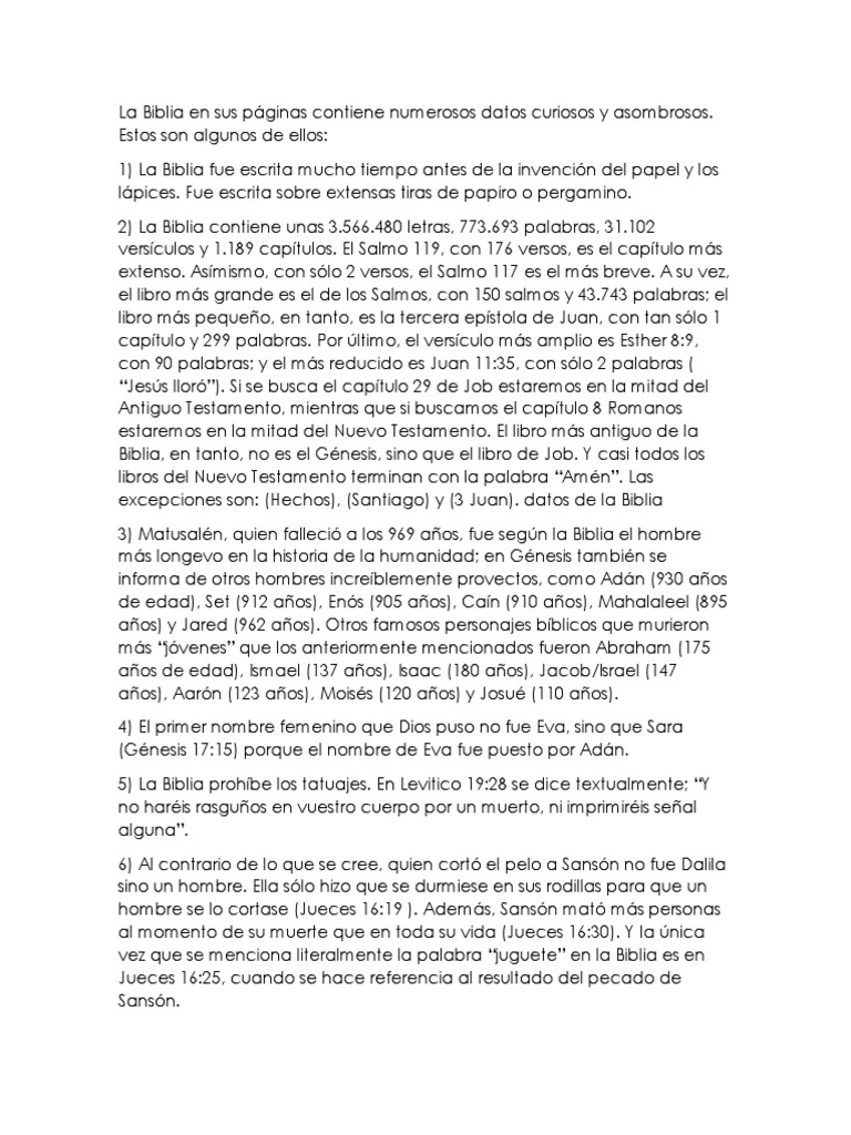 Datos de La Biblia | PDF | Biblia | David