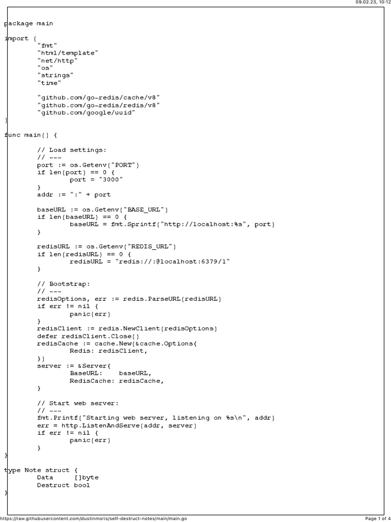 Self-Destructing Notes Web App Code | PDF | Hypertext Transfer Protocol ...