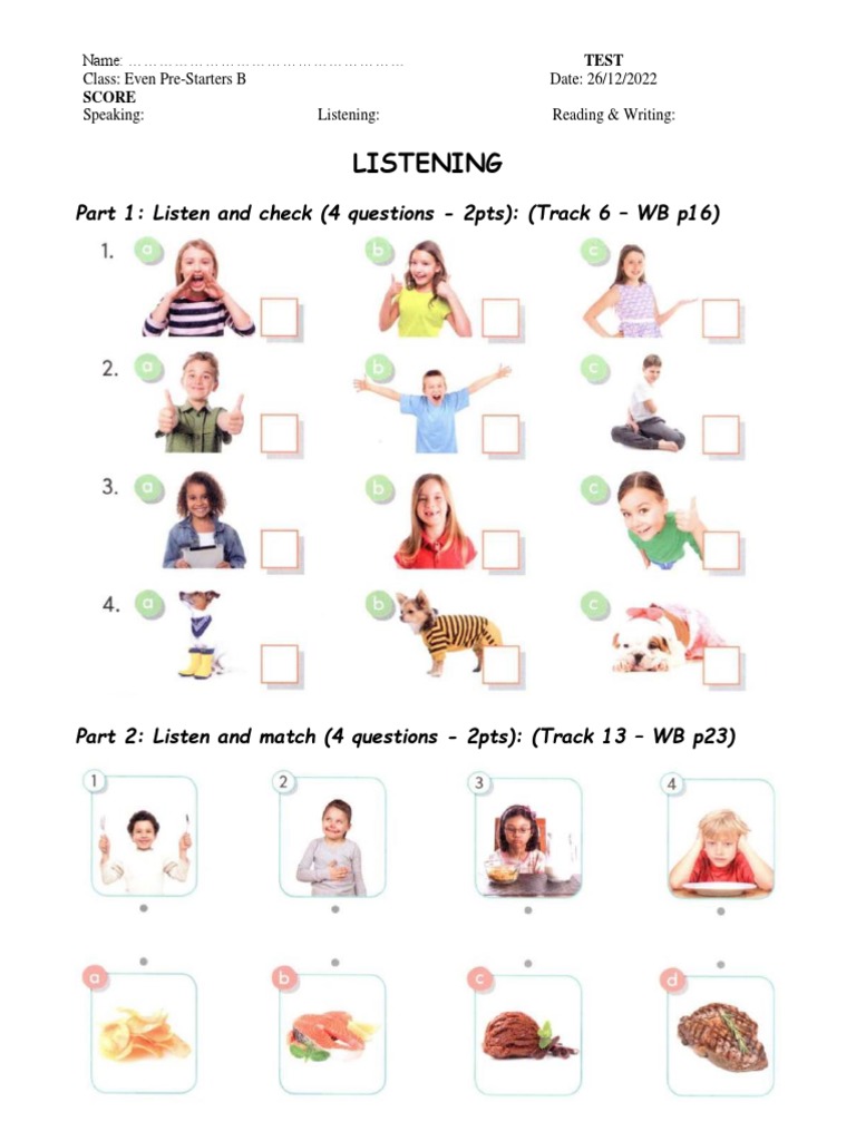 Mtca - Test - Pre-Starters B - 26122022 | PDF
