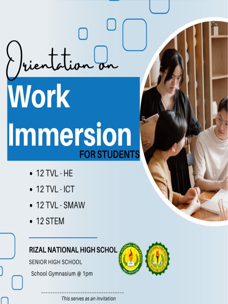 Work Immersion Orientation Program | PDF