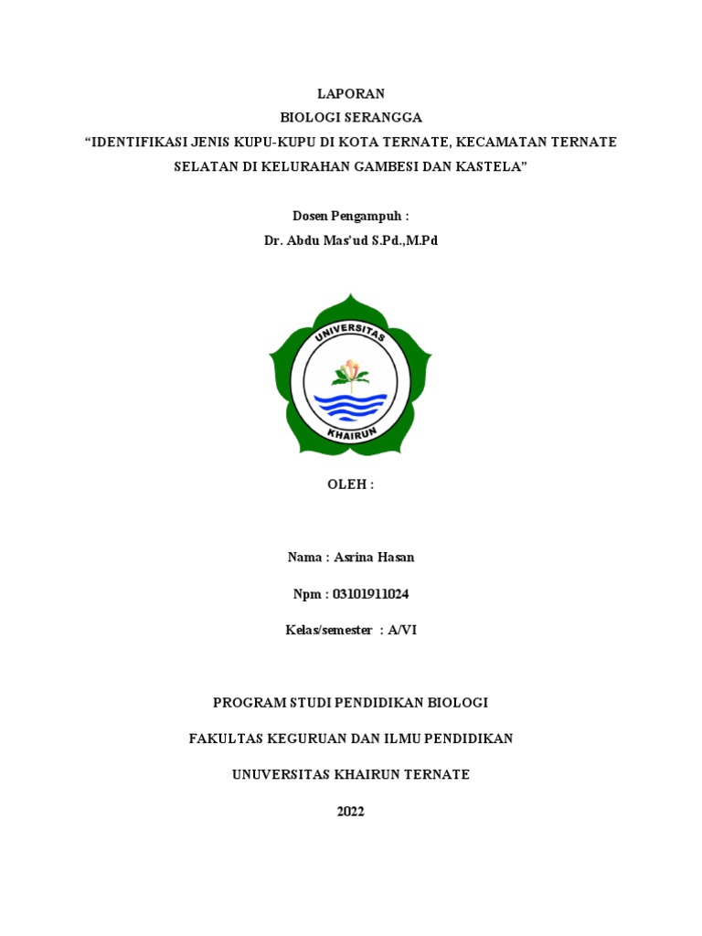 Laporan Praktikum Identifikasi Kupu-Kupu | PDF | Ilmu Sosial | Sains & Matematika