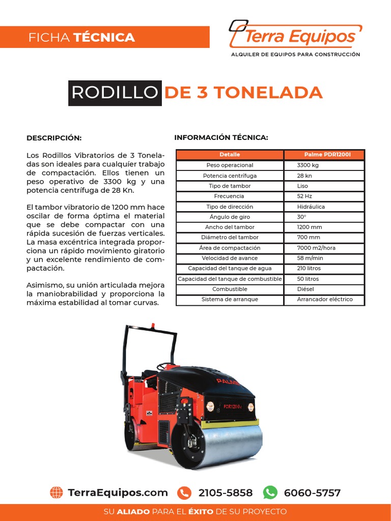 Ficha Técnica Rodillo de 3 Toneladas | PDF