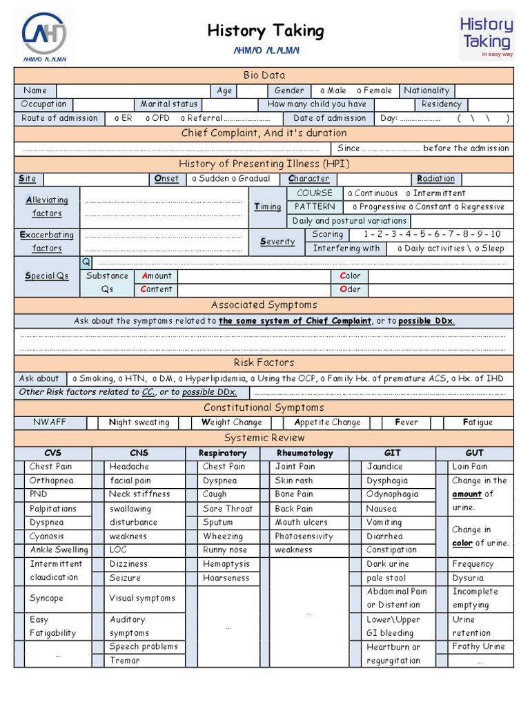 Simplified History Taking Guide | PDF | Health Sciences | Epidemiology