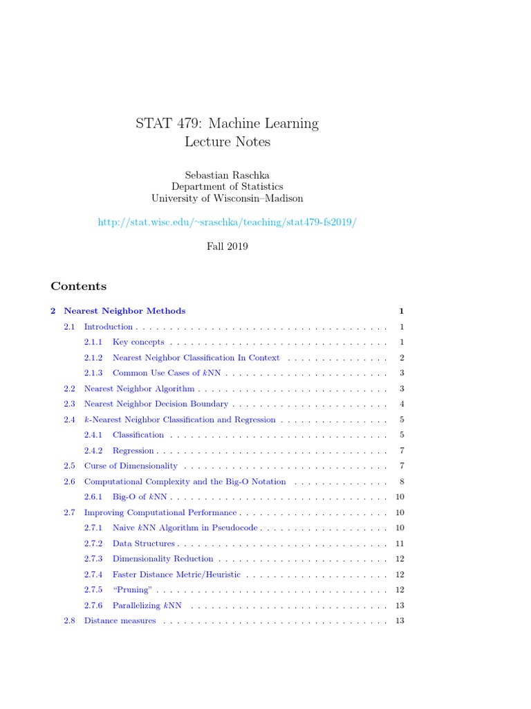02 Knn Notes Pdf Time Complexity Machine Learning