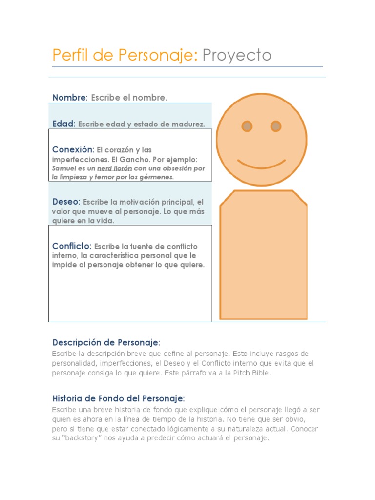 AVANCE 2 - Perfil de Personajes - Plantilla | PDF