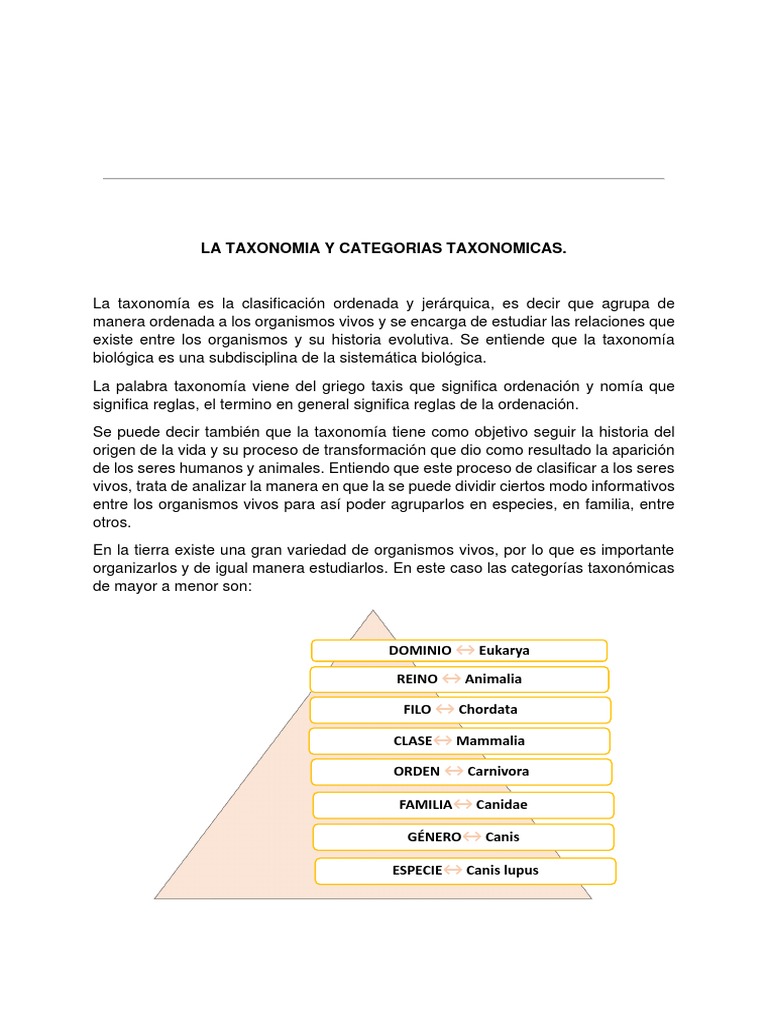 La Taxonomia y Categorias Taxonomicas | PDF