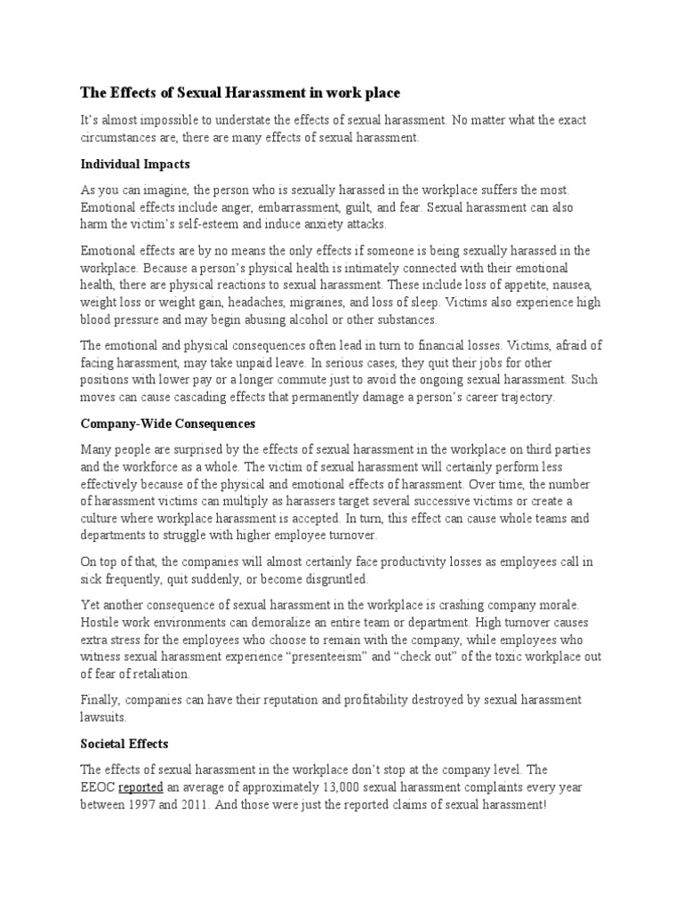 Impact of Sexual Harassment at Work | PDF | Sexual Harassment | Psychology