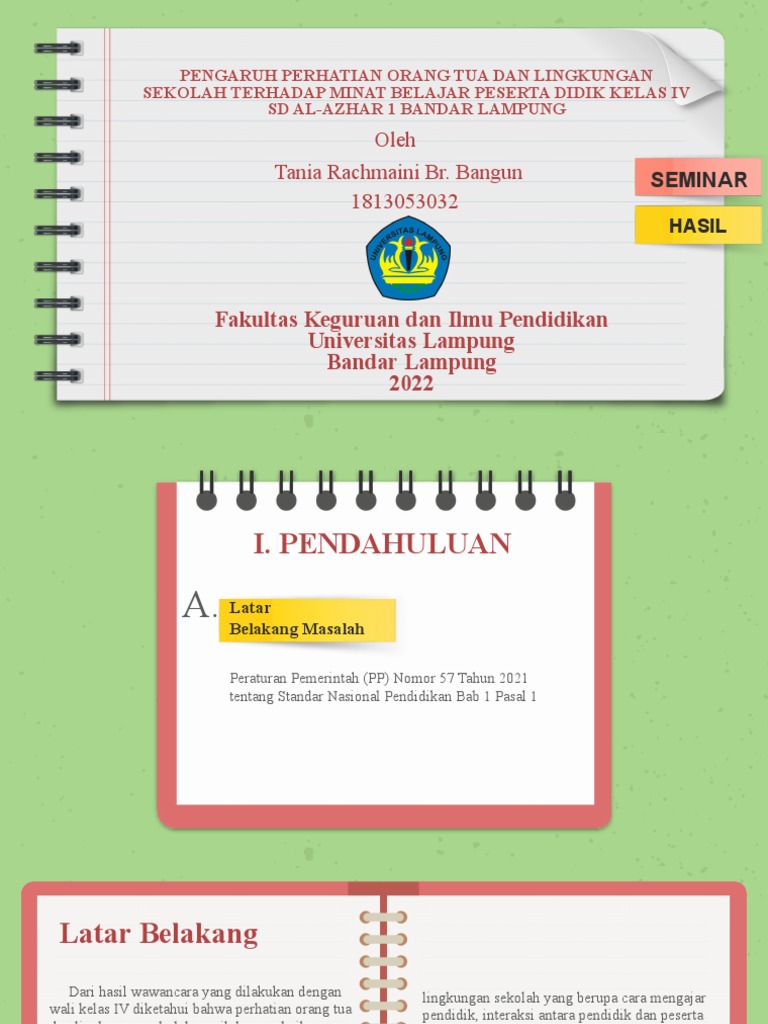 Perhatian Orang Tua Dan Lingkungan Sekolah Terhadap Minat Belajar Siswa SD | PDF