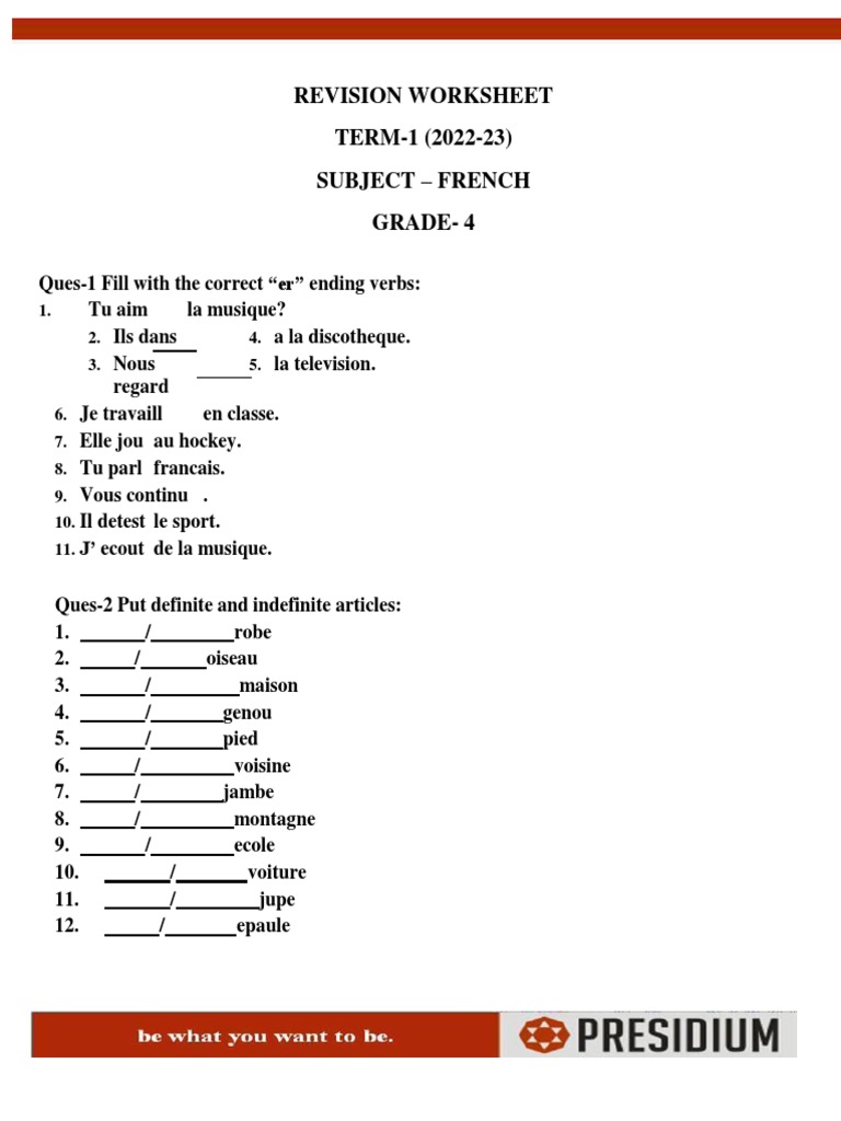 Fiches de révision de français - 4e année | PDF | Arts du langage et ...