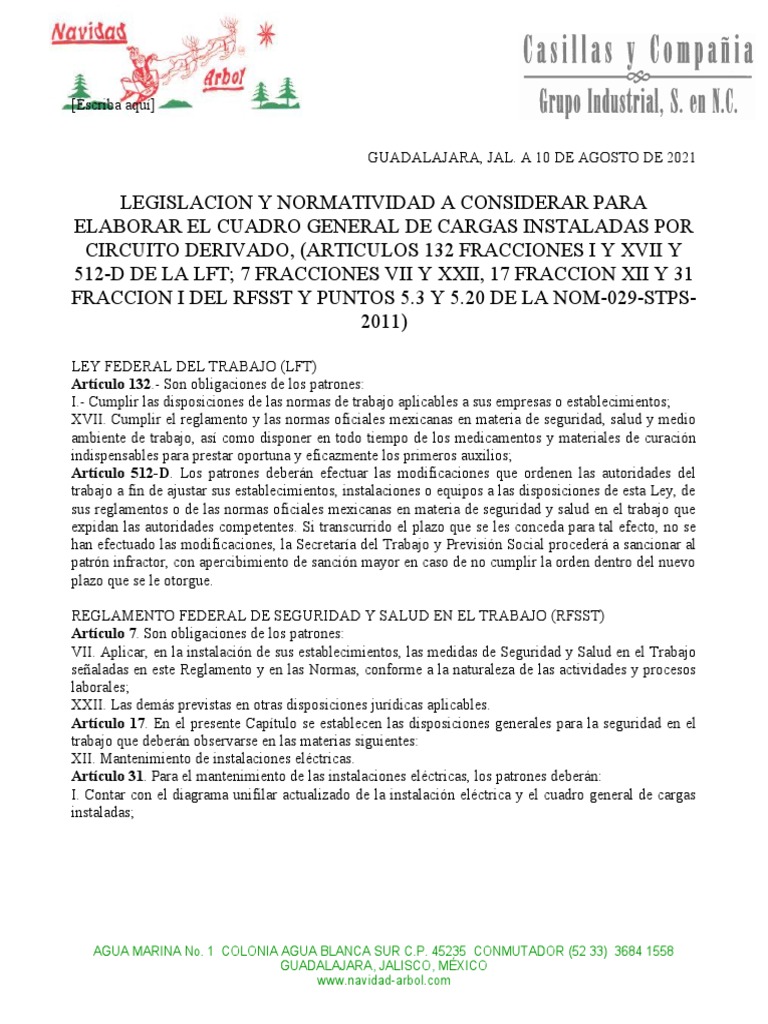22 NOM-029-STPS-2011 Cuadro General de Cargas | PDF | Regulación | Gobierno