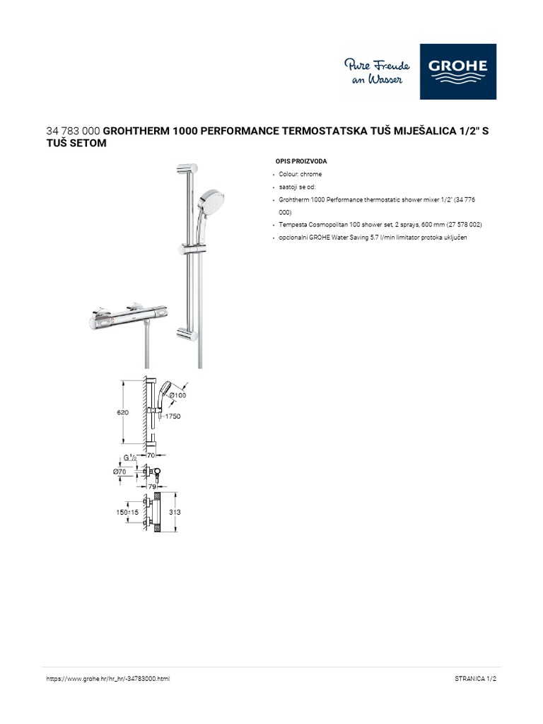 GROHE Specification Sheet 34783000 2 | PDF