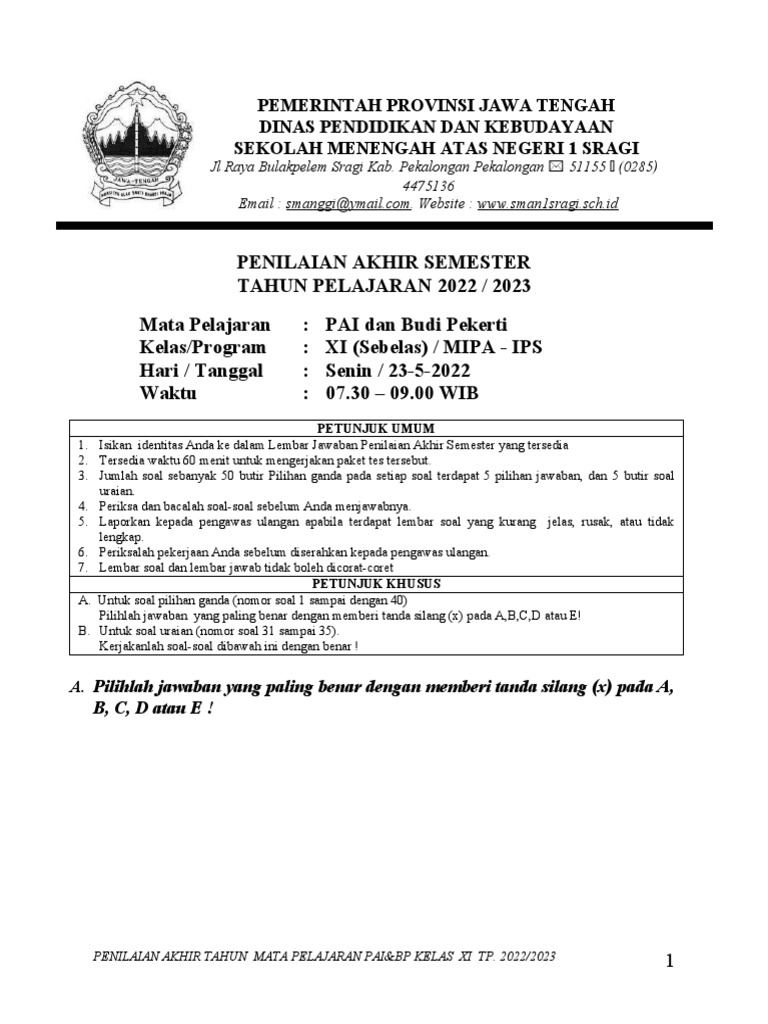 PHB Semester 2 PAI | PDF