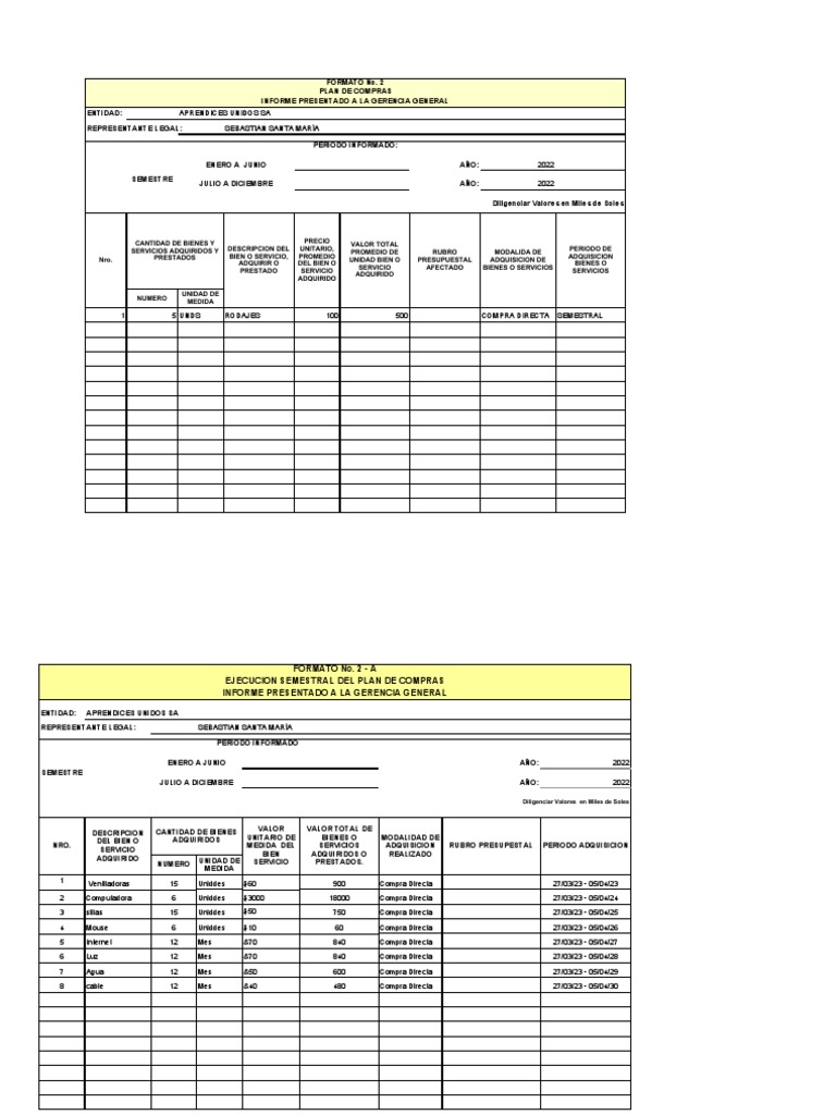 Plan de Compras y Ejecucion 1.2 | PDF | Economias