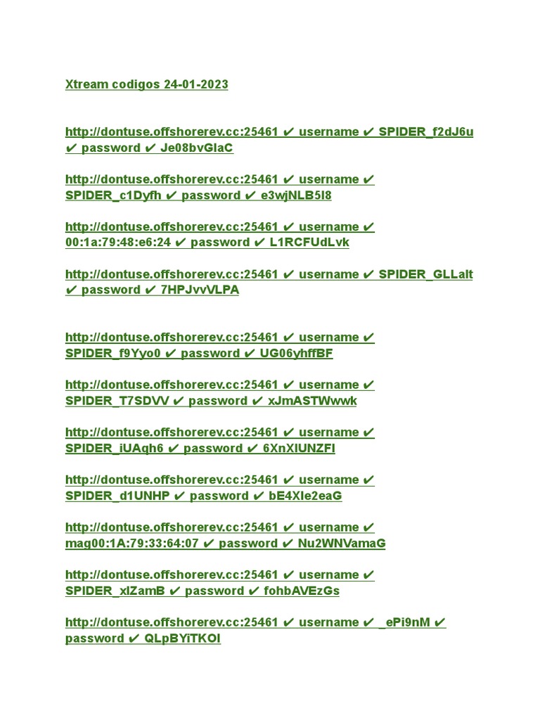 Xtream Codigos 24-01-2023 | PDF | Espionage Techniques | Control (Social And Political)