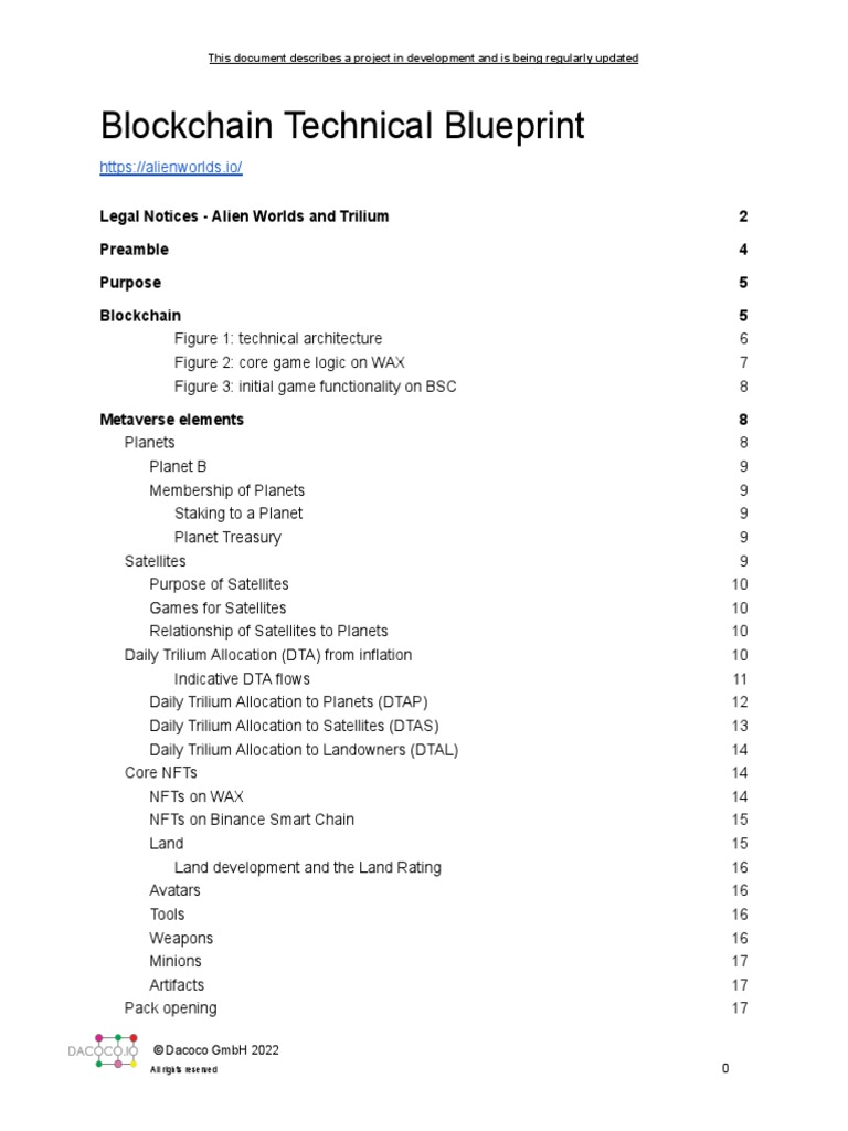 Alien Worlds - Blockchain Technical Blueprint-1 | PDF
