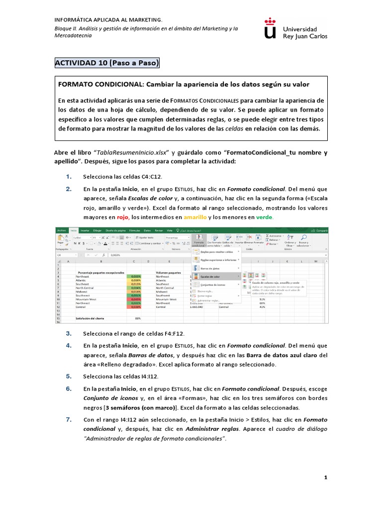 ACTIVIDAD 10 - Formato Condicional | PDF | Marketing | Microsoft Excel