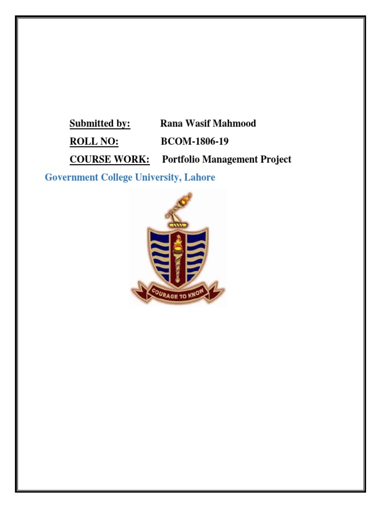 Portfolio Management Project Submitted by WASIF MAHOOD 1806 | PDF ...