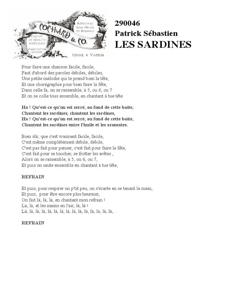 Les Sardines: 290046 Patrick Sébastien | PDF