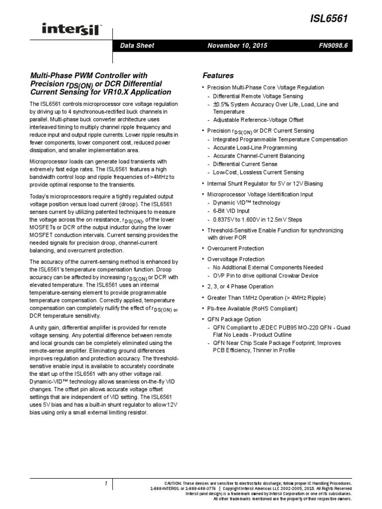 Isl 6561 | PDF | Electricity | Electronics