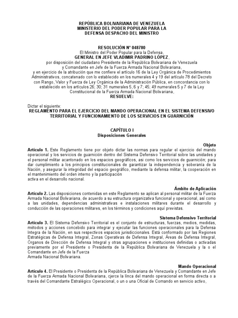 Reglamento Mando Operacional y Servicio en Guarnicion - Compressed ...
