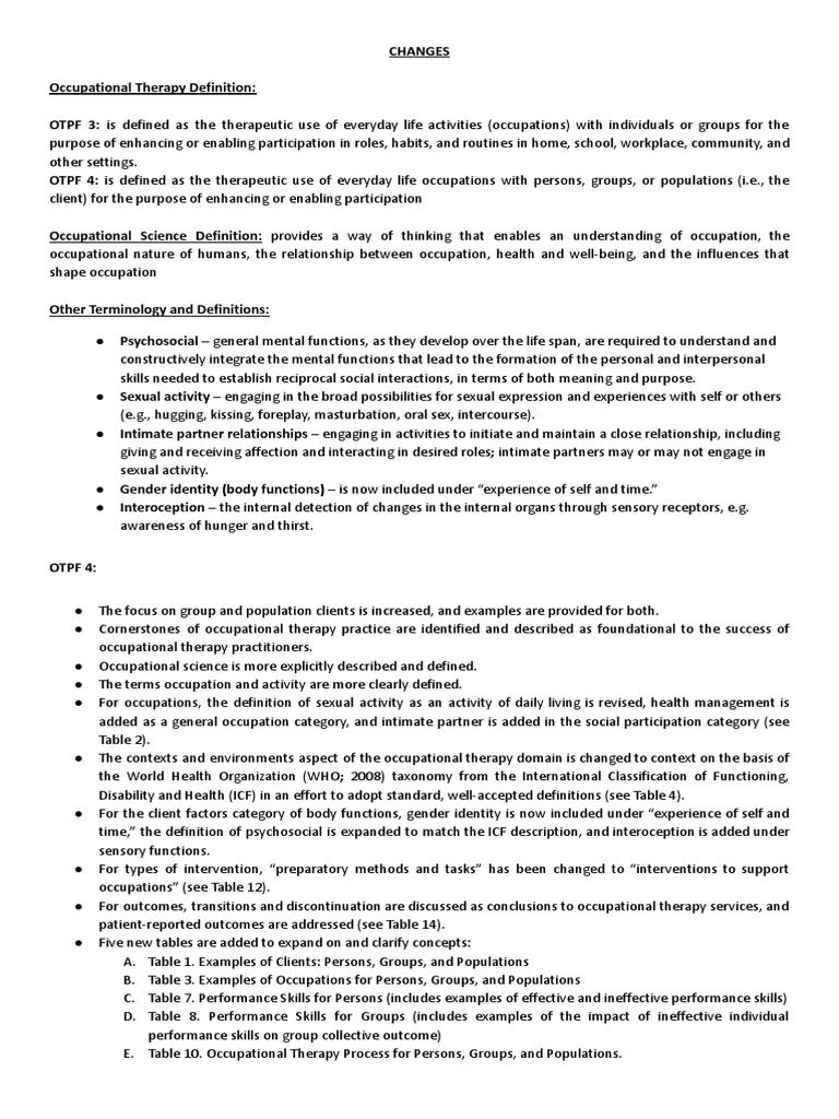 Otpf Notes | Download Free PDF | Occupational Therapy | Psychology