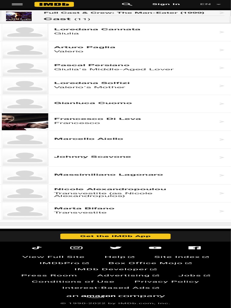 La Donna Lupo (1999) - "Cast" Credits - IMDb | PDF