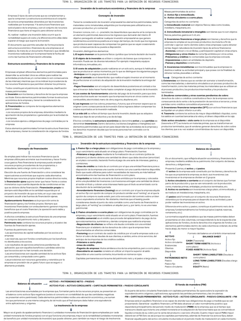 Tema 3 Gefe Esquema | PDF | Liquidación | Inversiones