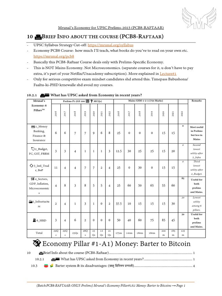 Mrunal Economy Handouts PCB8 2023-24 | PDF | Money | Legal Tender