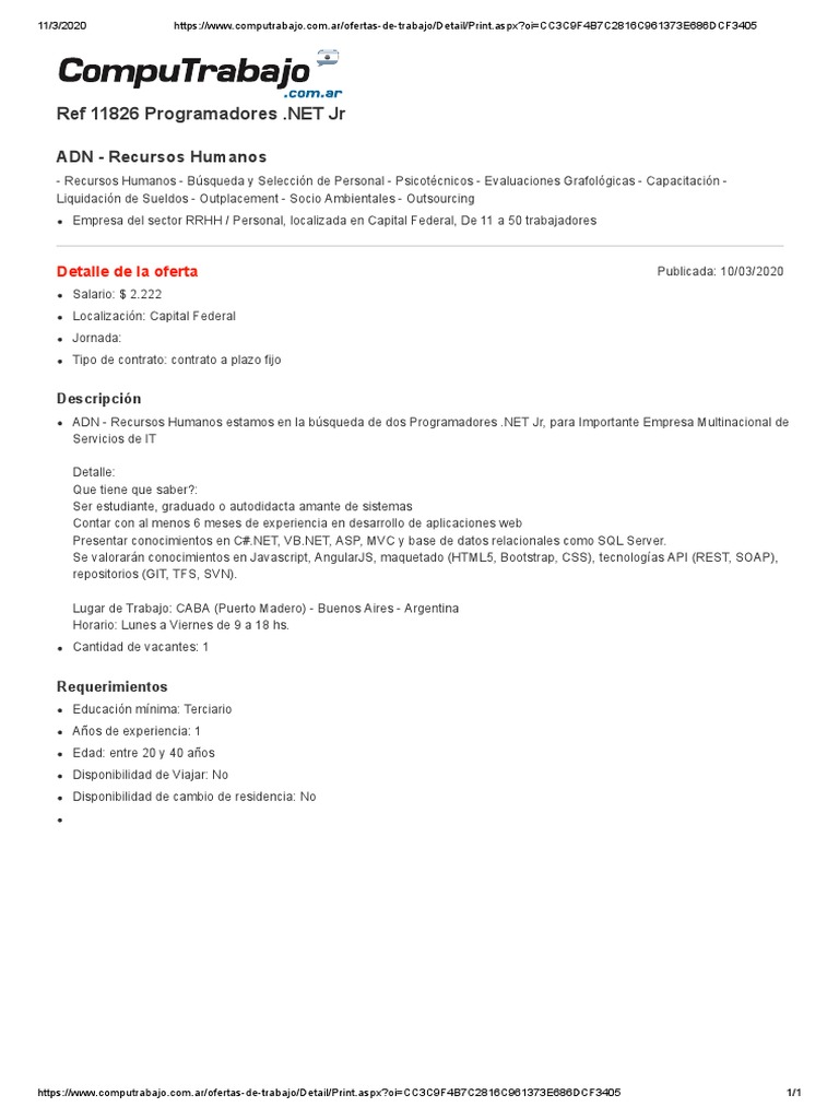 Programador .NET JR | PDF