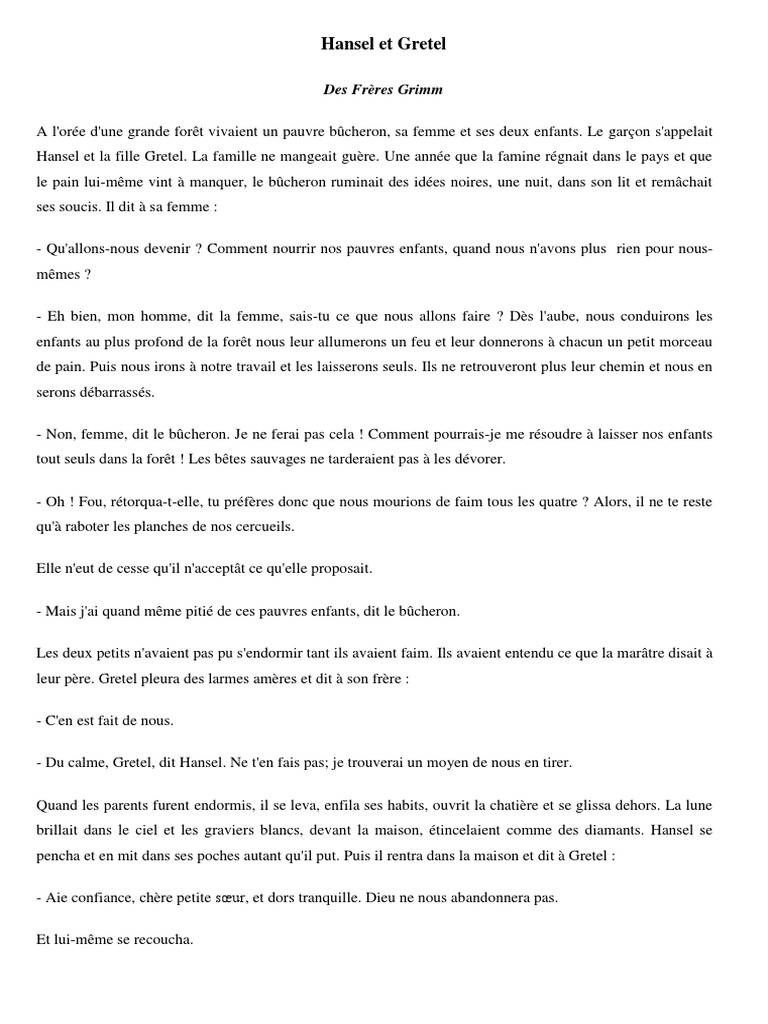 Histoire de Hansel et Gretel | PDF | Hansel et Gretel